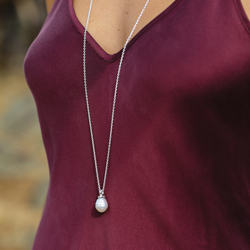 Silver Pearl Necklace - Geometric Necklace | Kailis Jewellery