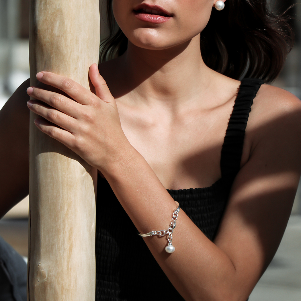 Silver Pearl Cuff (Bracelet) - Harbour Cuff | Kailis Jewellery