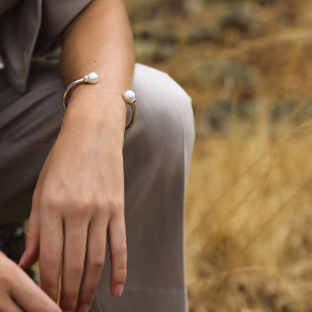 Twin Pearl Cuff, Sterling Silver | Kailis Jewellery