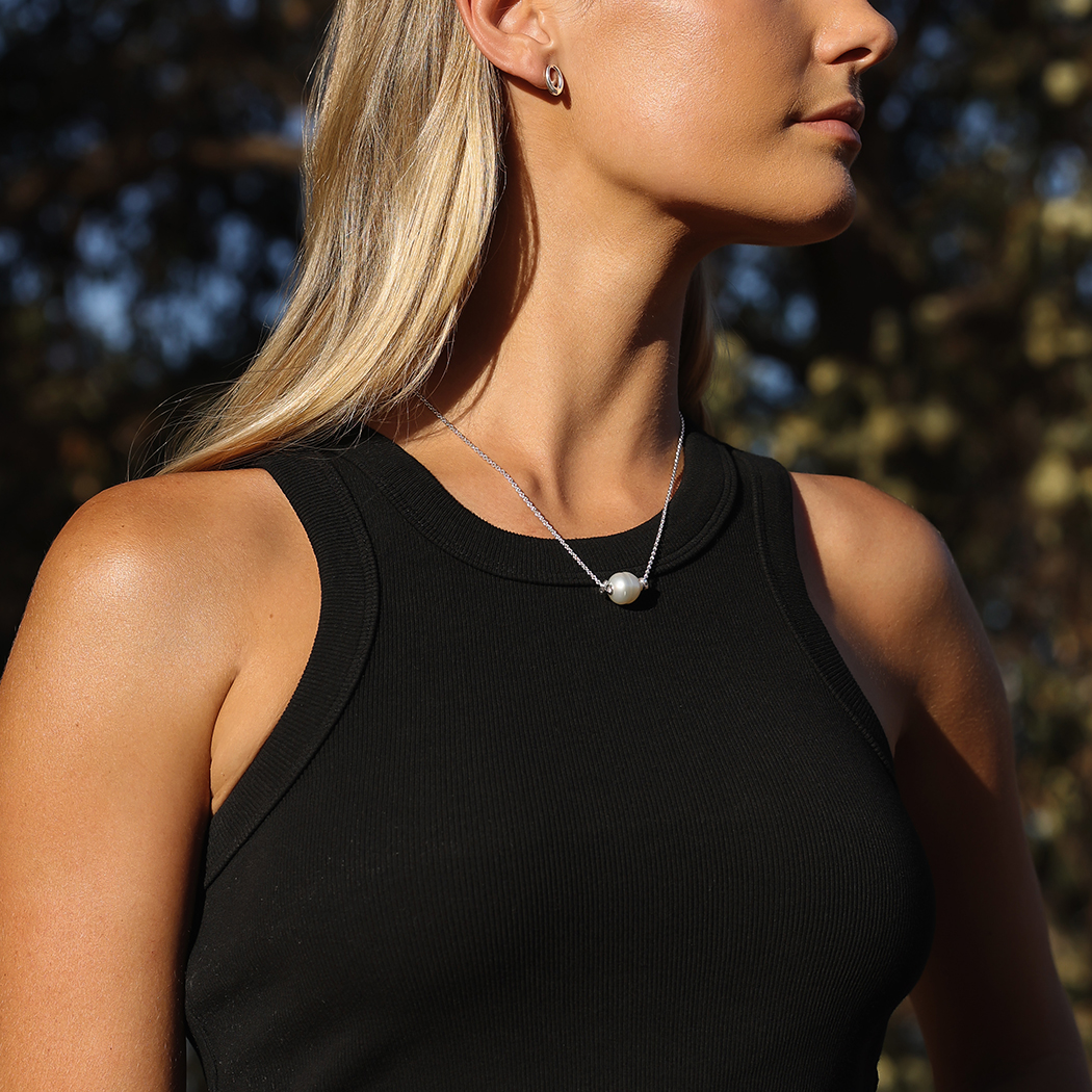 Sliding Pearl Necklace, Sterling Silver | Kailis Jewellery