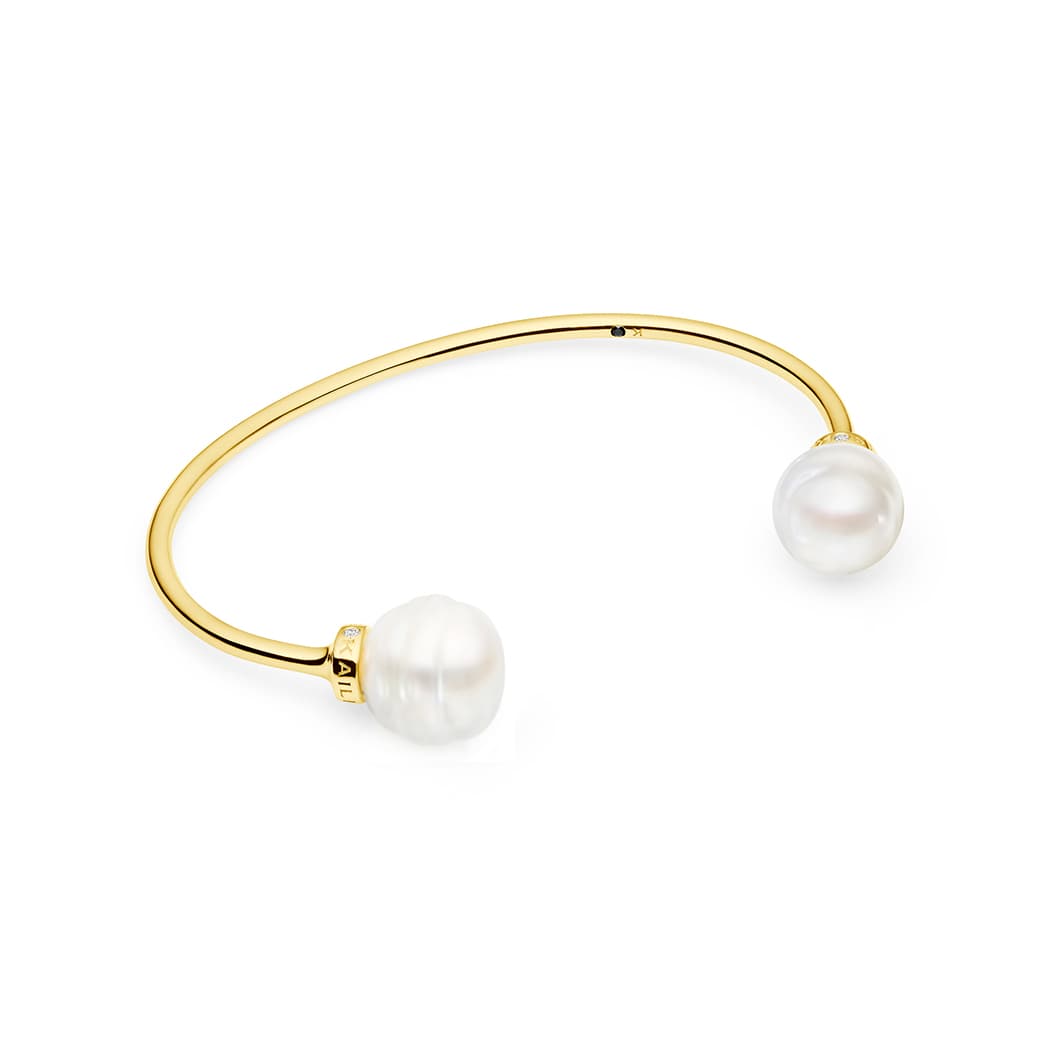 Twin Pearl Cuff, Yellow Gold | Kailis Jewellery