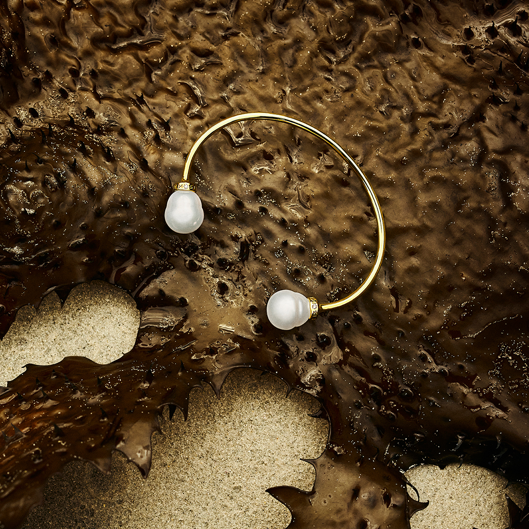 Twin Pearl Cuff, Yellow Gold | Kailis Jewellery