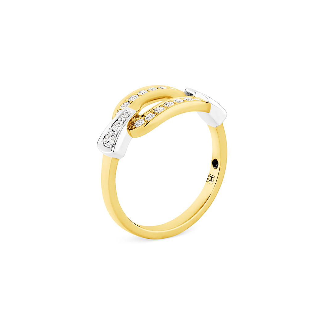 Keystone Rise Ring, Yellow and White Gold | Kailis Jewellery