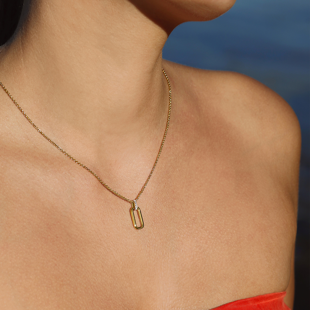 Halcyon Link Radiant Pendant, 18ct Yellow Gold | Kailis Jewellery